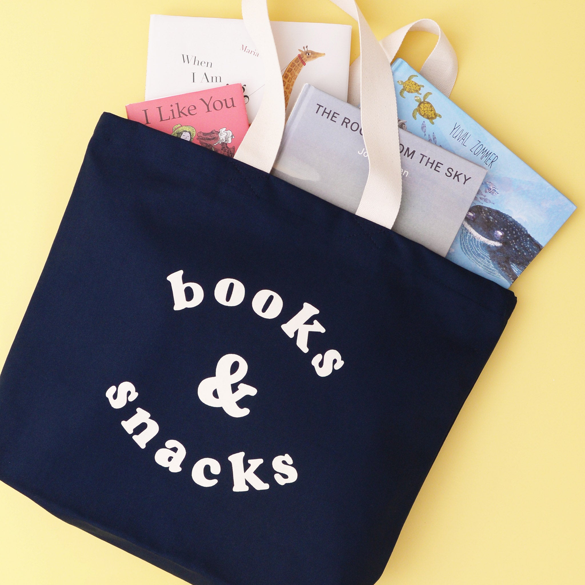 Books & Snacks - Canvas Tote Bag – Alphabet Bags