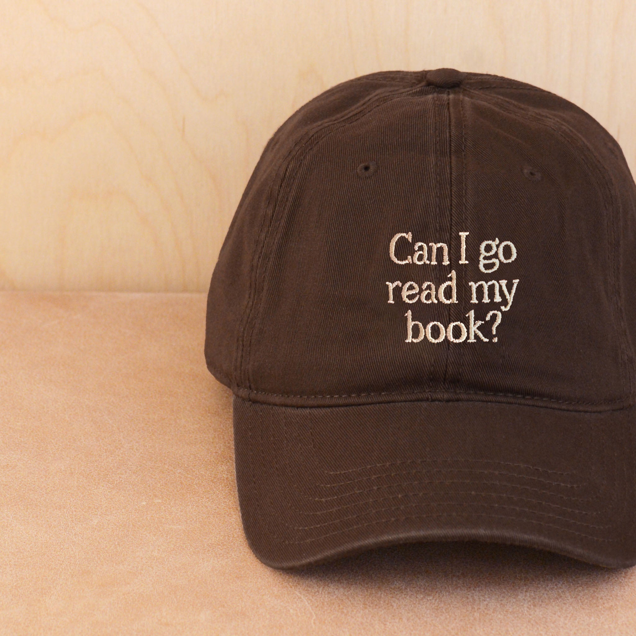 Can I Go Read My Book? - Cotton Baseball Cap - Dark Brown – Alphabet Bags