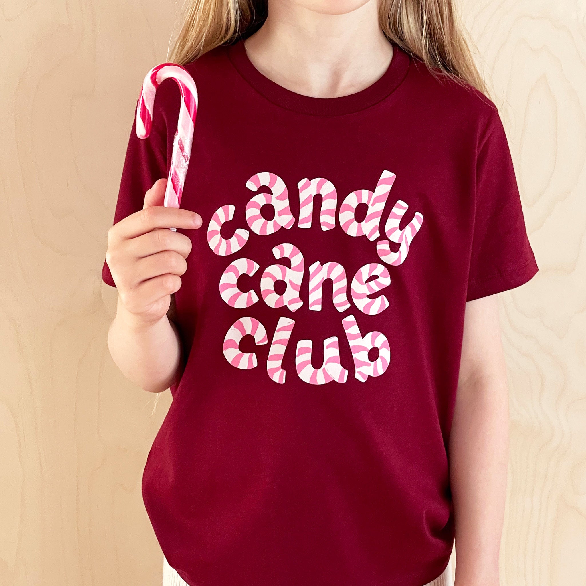Candy Cane Club - Kid's Tee - Burgundy – Alphabet Bags