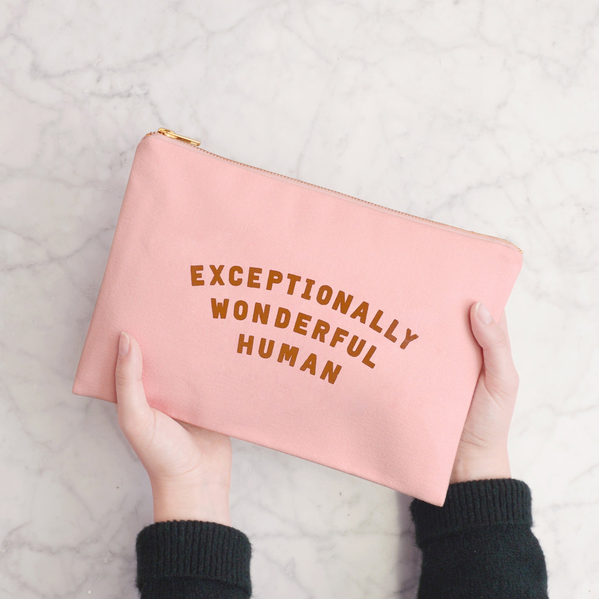 Exceptionally Wonderful Human - Canvas Pouch – Alphabet Bags