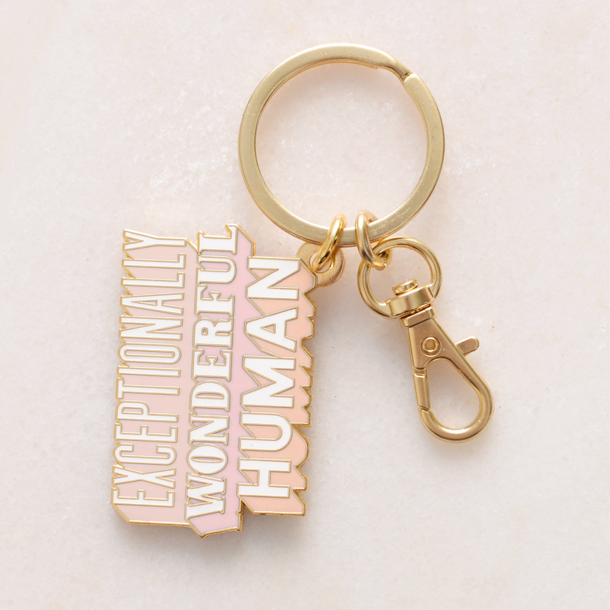 Exceptionally Wonderful Human - Enamel Keyring – Alphabet Bags