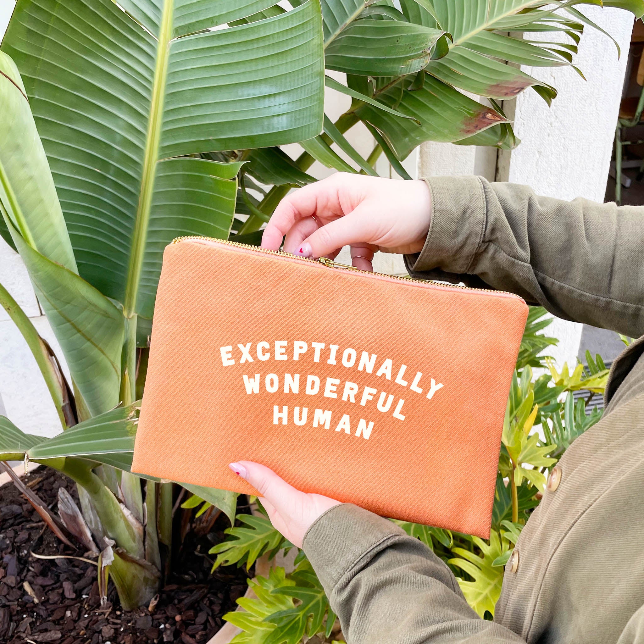 Exceptionally Wonderful Human - Peach Pouch – Alphabet Bags
