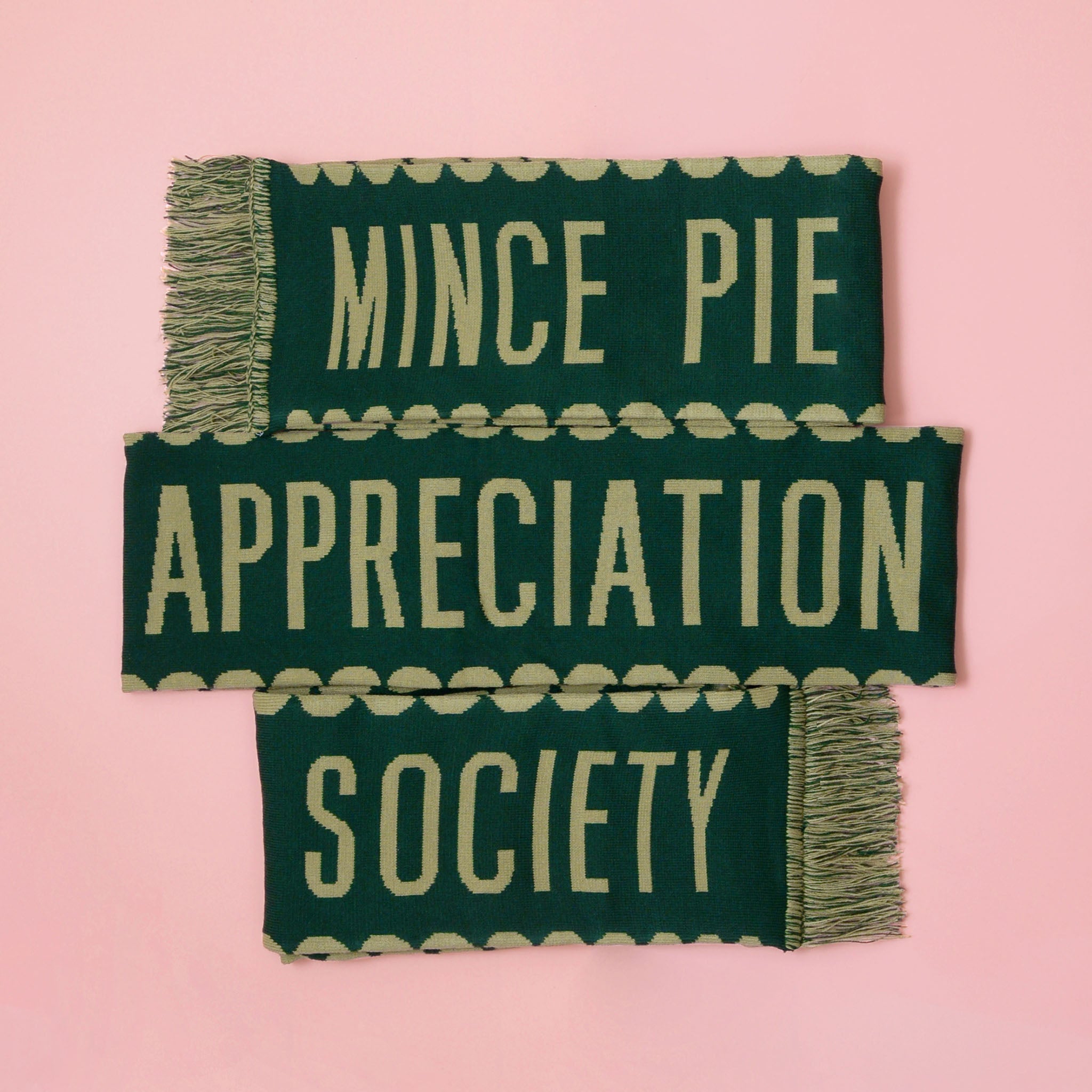 Mince Pie Appreciation Society - Pine Knitted Scarf – Alphabet Bags