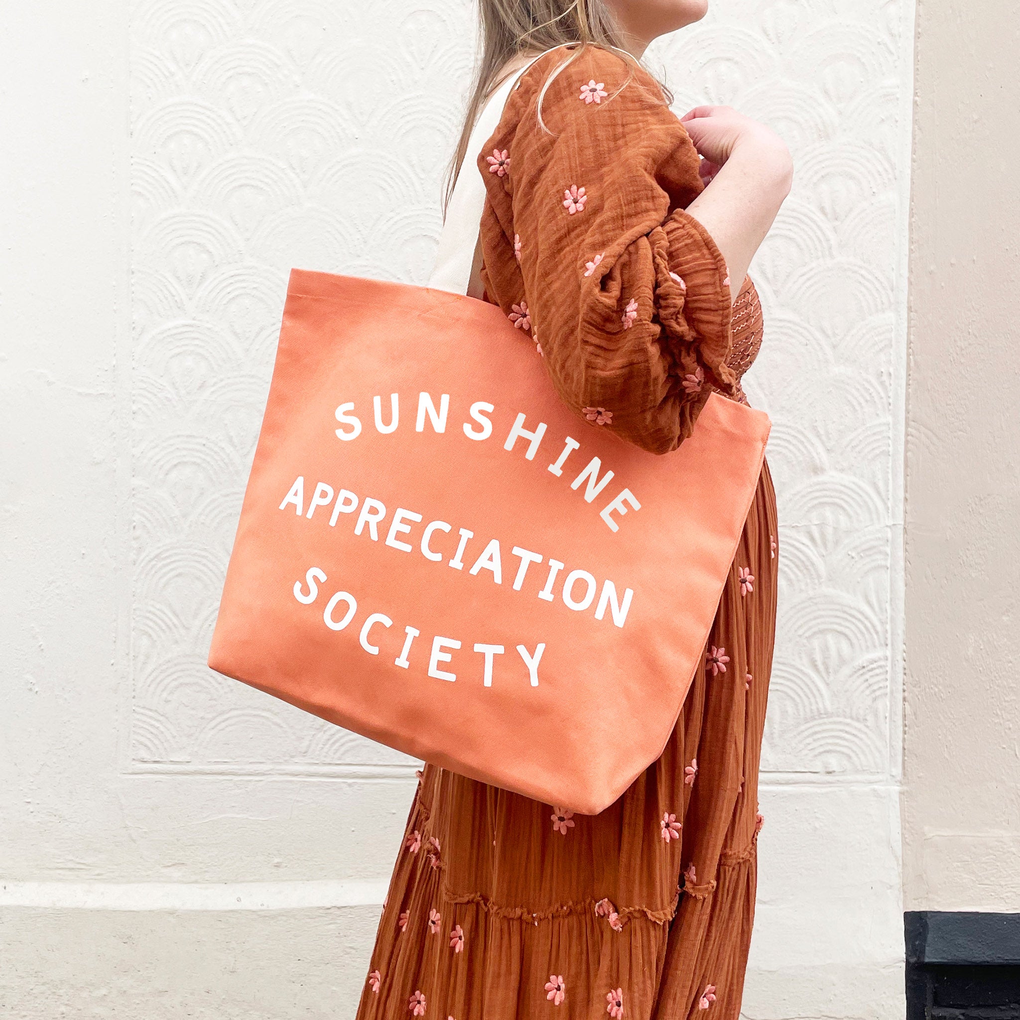 Sunshine Appreciation Society - Peach Canvas Tote Bag – Alphabet Bags