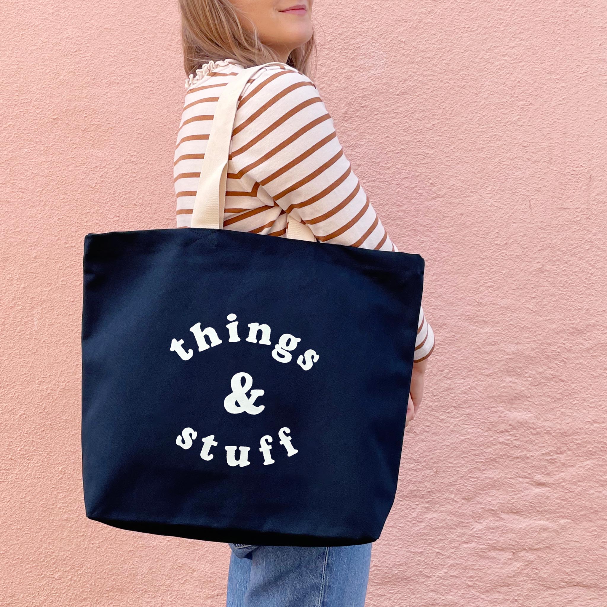 Things & Stuff - Midnight Blue Canvas Tote Bag – Alphabet Bags